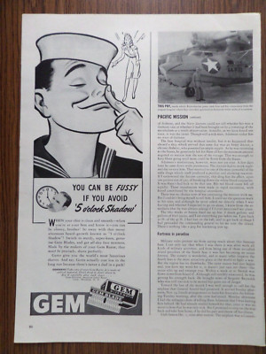 1943 Gem Razor Shaving Ad You Can Be Fussy if you avoid '5 o'clock ...
