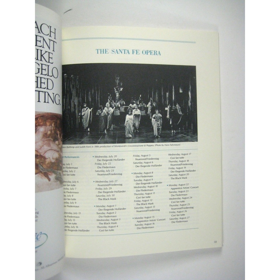 Santa Fe Opera Program 1988 Tickets Die Fledermaus Gene Rush Season | eBay