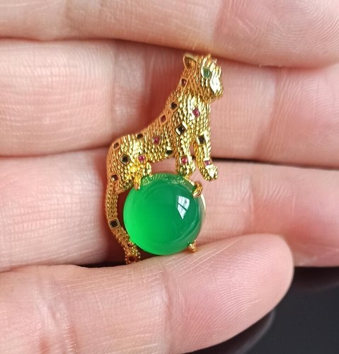 Natural Green Jade Leopard Good Luck Pendant | eBay