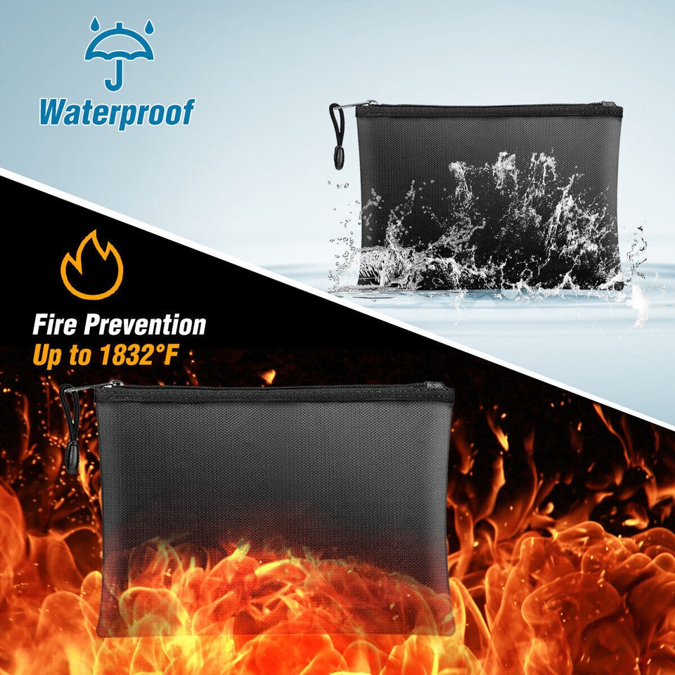 2000℉ Fireproof Money Bag Waterproof Safe Cash Passport Envelope ...
