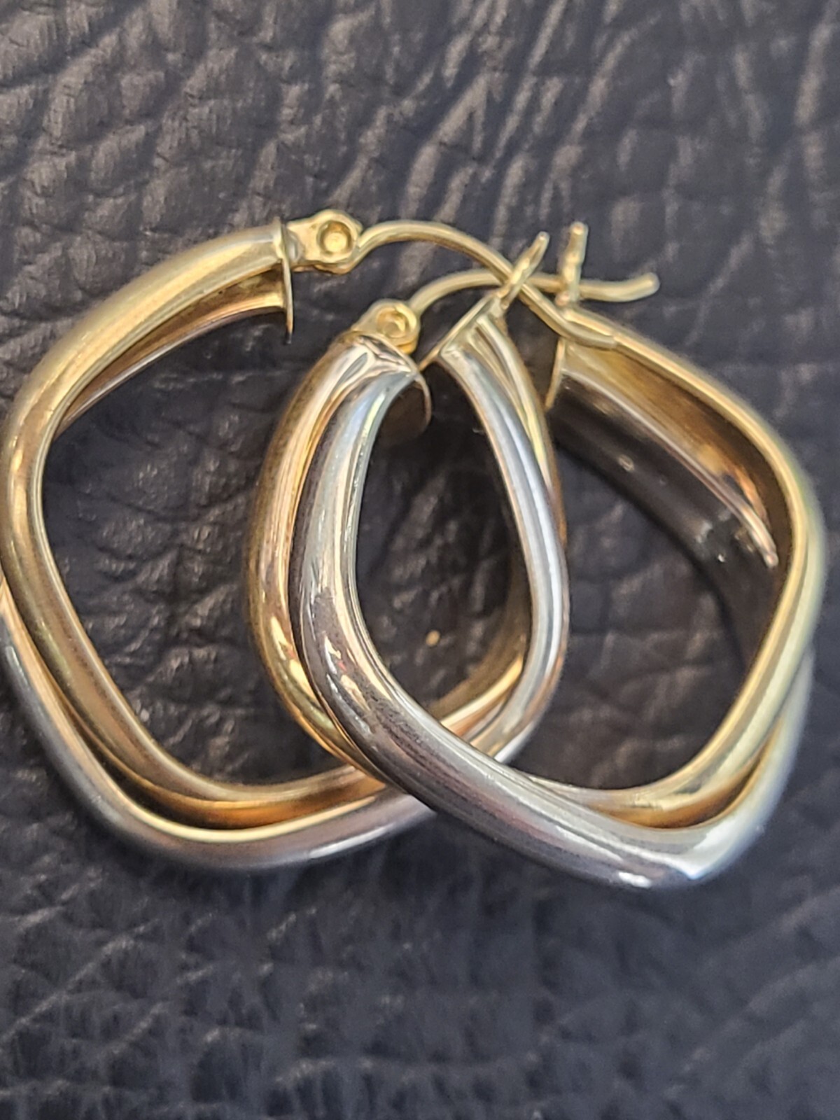 14k Gold Double hoops, 14k Two Tone Hoop Earrings, 14k Gold Double Hoop ...