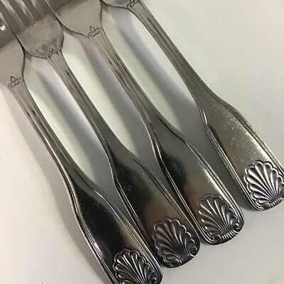 Delco Laguna Shell Set of 4 Dinner Forks Stainless Steel Flatware | eBay