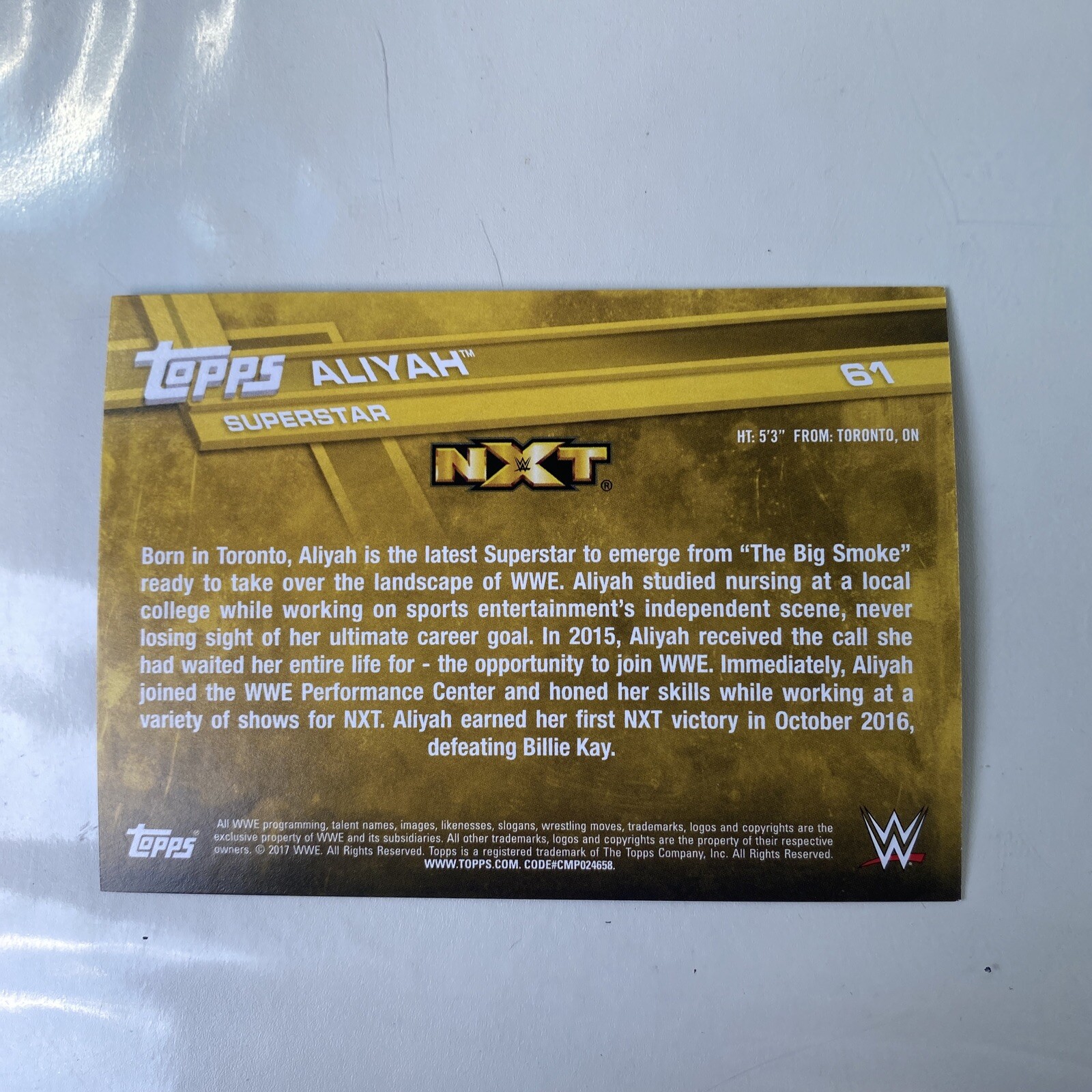 2017 WWE Topps Aliyah NXT #61 wrestling card | eBay