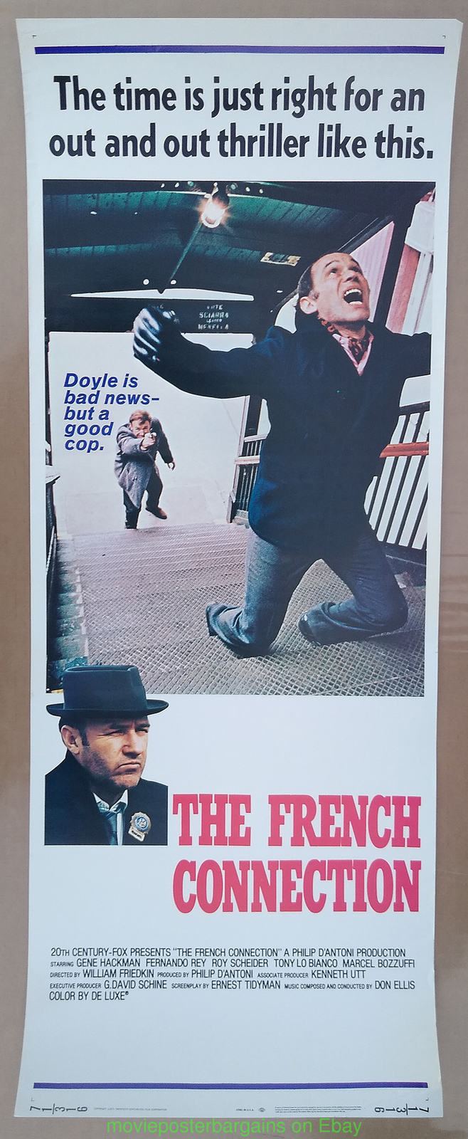 FRENCH CONNECTION MOVIE POSTER Insert Size 14x36 Inch GENE HACKMAN 1971 ...