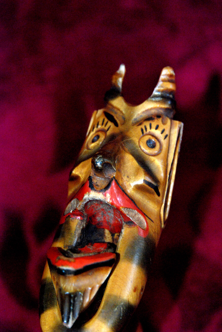 Nut Cracker Vintage Devil Satan showing tongue wood carved about 80's ...