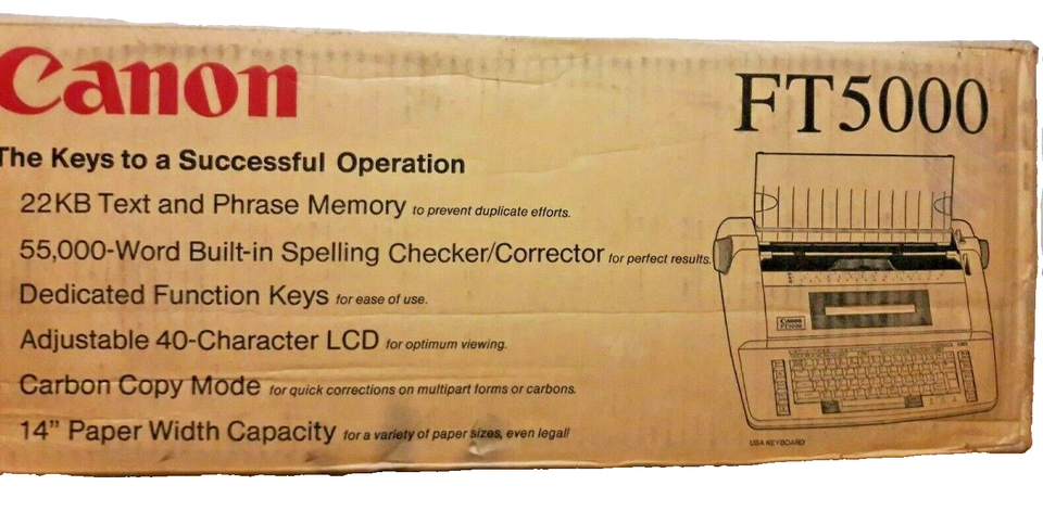 VINTAGE CANON ELECTRONIC TYPEWRITERS, FT5000,NEW | eBay