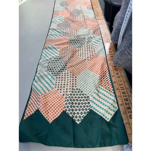 Vintage Geometric Rectangle Silk Scarf Lightweight Multicolor Neck Wrap ...