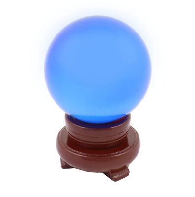 80mm Light Blue Crystal Sphere with Rotatable Wooden Stand | eBay