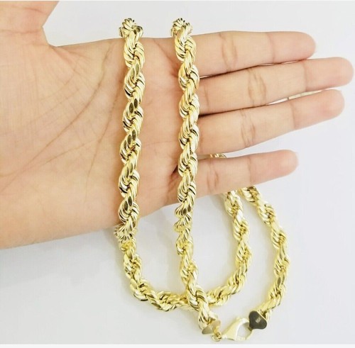 9mm 22" 10K Certified Real Yellow Gold Thick Rope Chain Necklace REAL ...