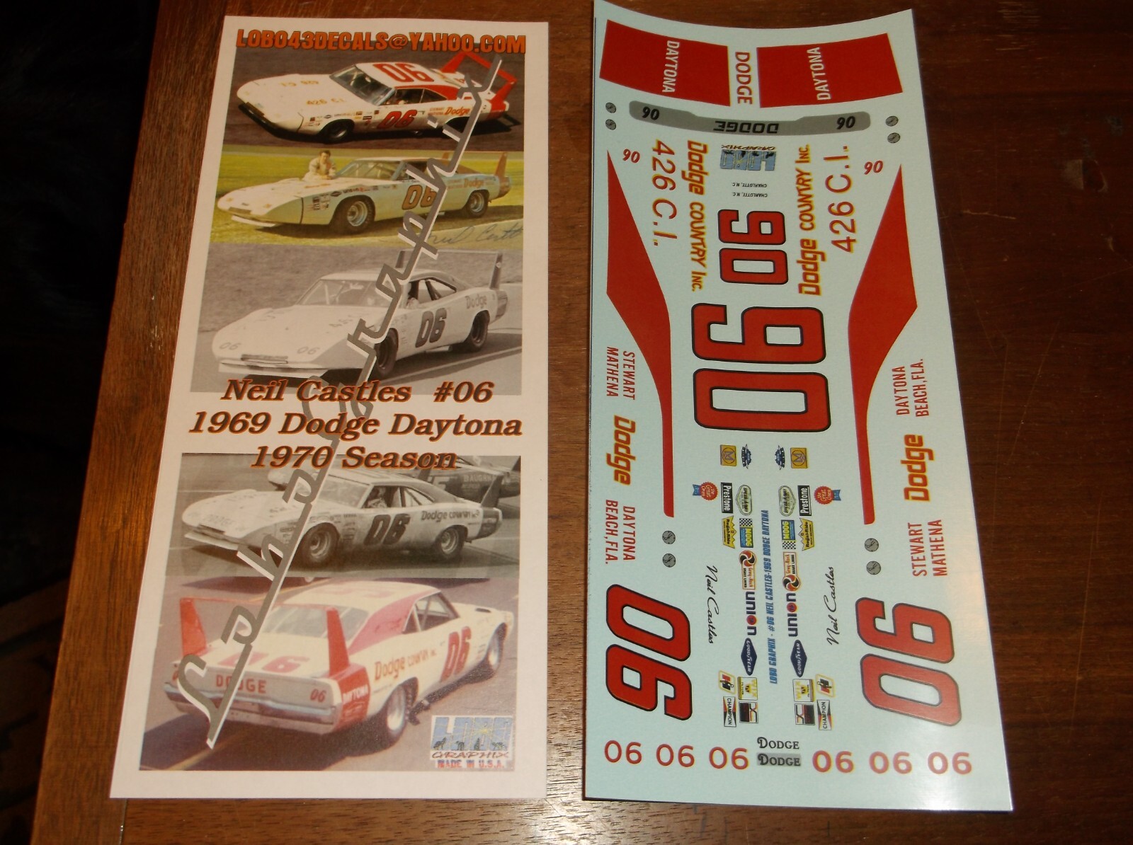 Neil Castles #06 1969 DODGE COUNTRY INC. Daytona 1/24th scale decals ...