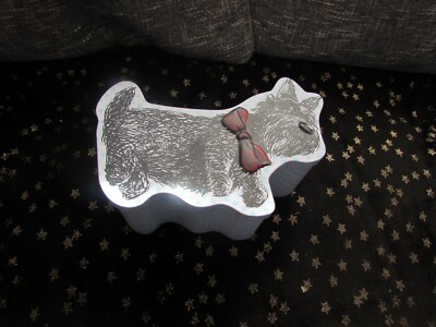 COLLECTABLE NOVELTY SCOTTIE DOG SHAPED SHORTBREAD BISCUIT TIN BY ASDA ...
