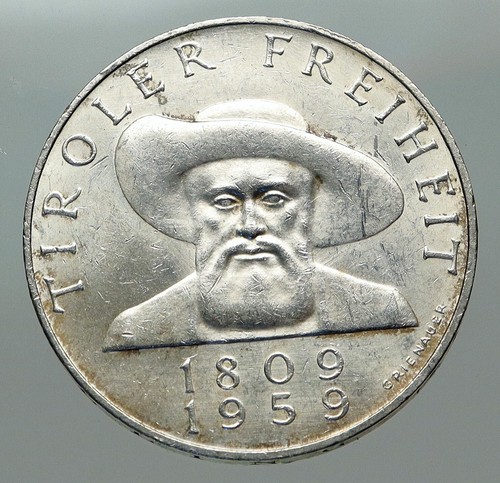 1959 AUSTRIA Tiroler Freiheit Liberation Genuine Silver 50 Shilling ...
