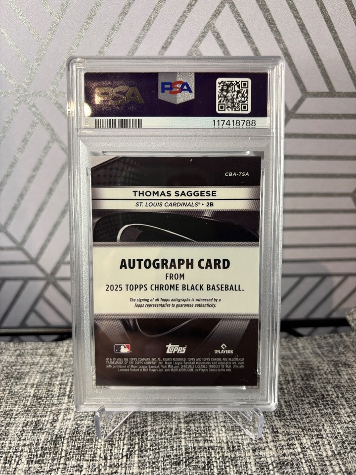 THOMAS SAGGESE 2025 Topps Chrome Black Green RC AUTO /99 PSA 10 ...