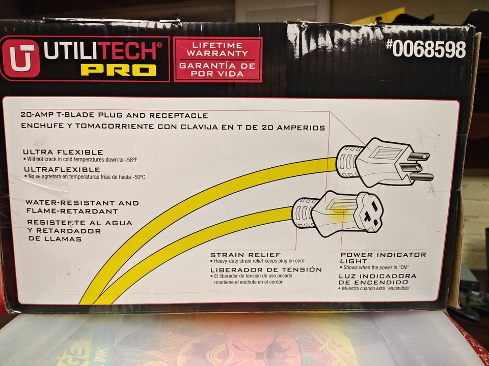 Utilitech Pro 50-ft 125-Volt 20-Amp 10-Gauge Outdoor Generator Cord Yellow - NEW | eBay