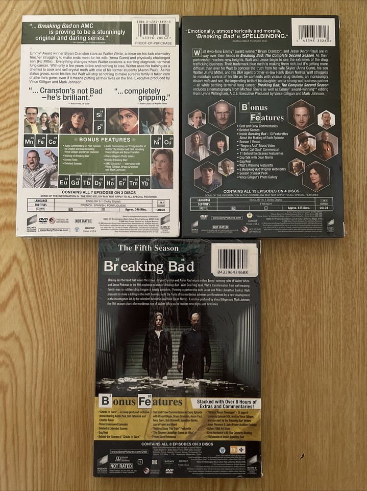 Breaking Bad Complete 1st & 2nd & 5th Season DVD Box Set Lot Sealed ...
