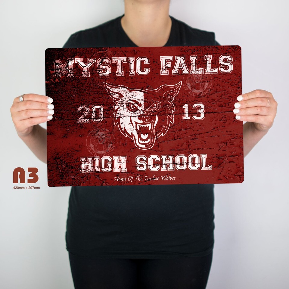 Mystic Falls High School Vampire Diaries Metal Sign Damon Stefan ...
