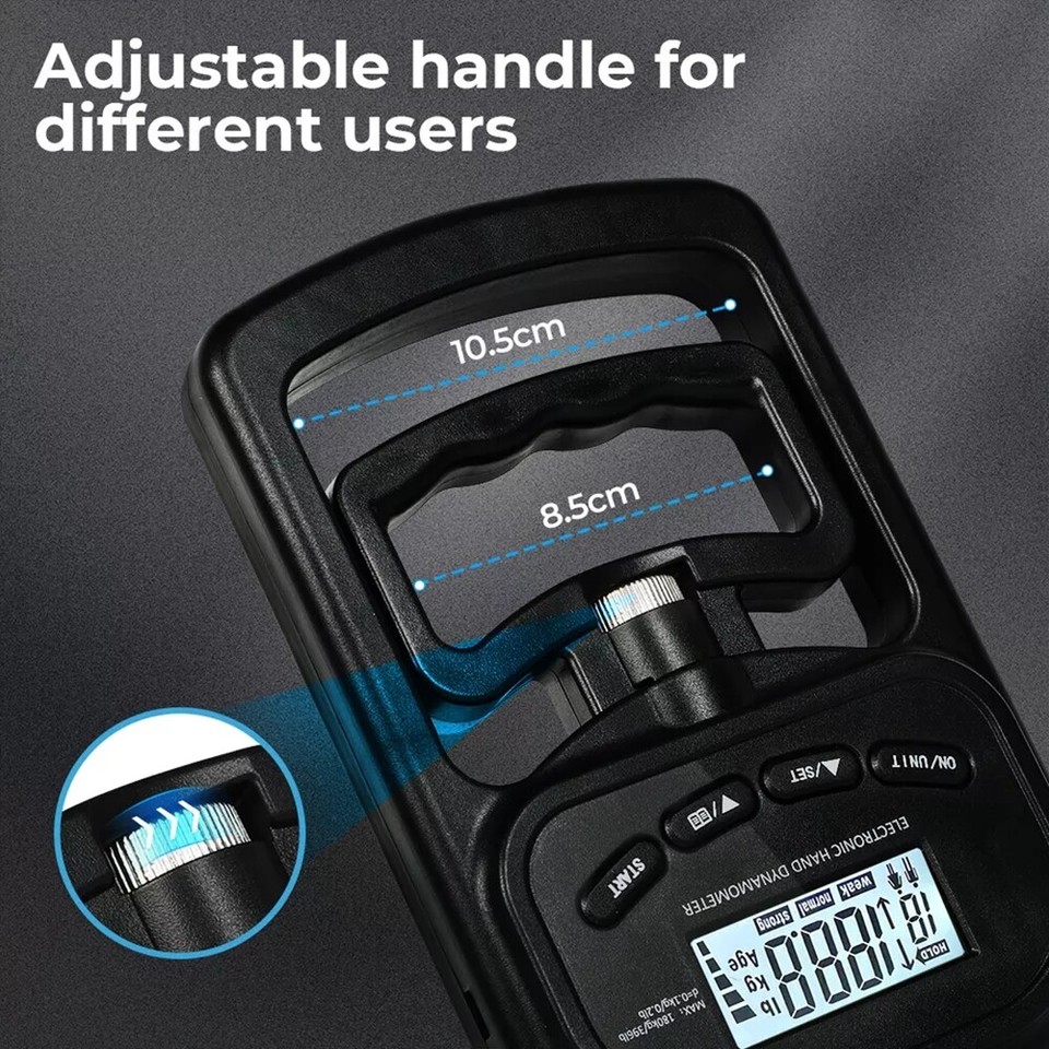 Grip Strength Tester, 396Lbs/180Kg Digital Hand Dynamometer Grip ...