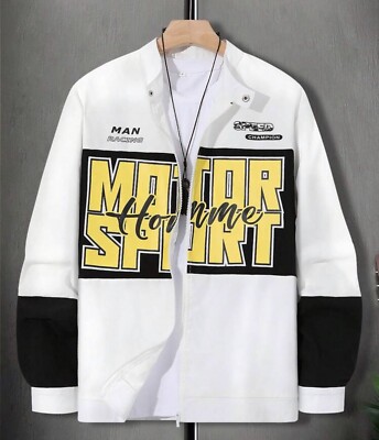 Varsity jacket Size 2Xl White New Racking Coat Motor Sports | eBay