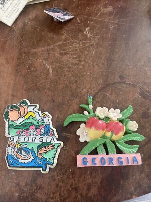 2 Vintage Georgia Souvenir Fridge Magnet Refrigerator Rubber Ceramic | eBay