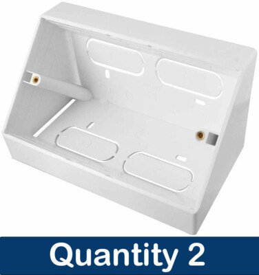 2 x White Double 2 Gang Pattress Back Box 45 Degree Angled Surface ...