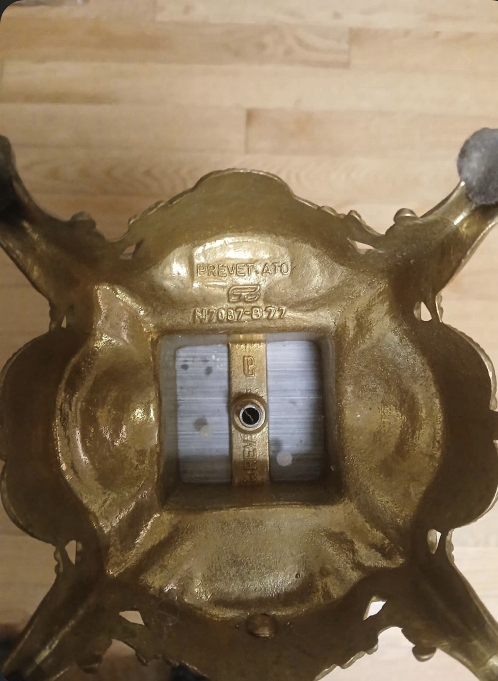 3-Piece Italian Brevettato Brass & Marble Clock & Candelabra Garniture ...