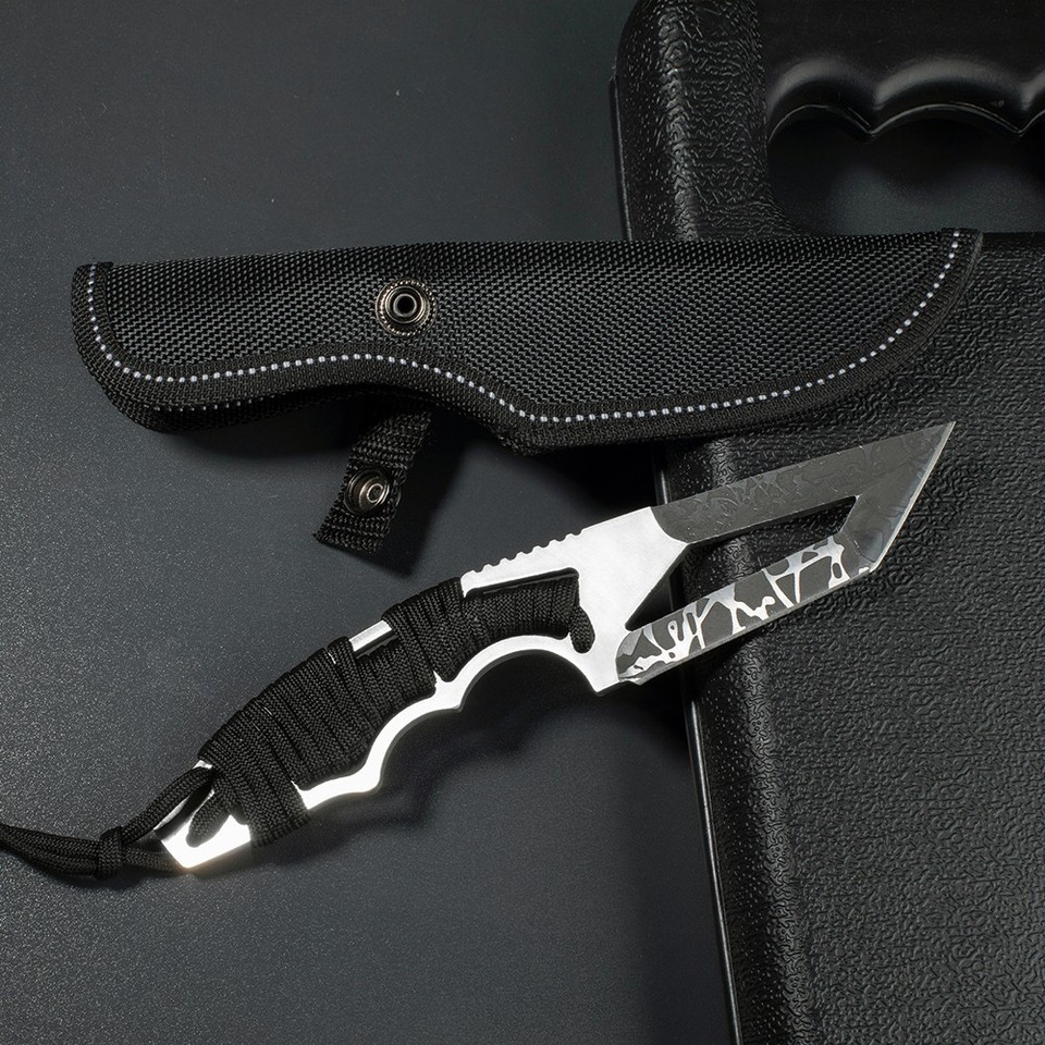 4Cr13 Blade 8 inch Survival Fixed Tanto Blade Knife with Cord Wrapped ...