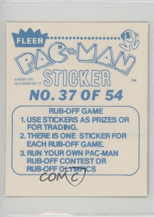 1980 Fleer Stickers Pac-Man Waka! Here Comes Jaws! (With Eyes) #37 1as0 ...