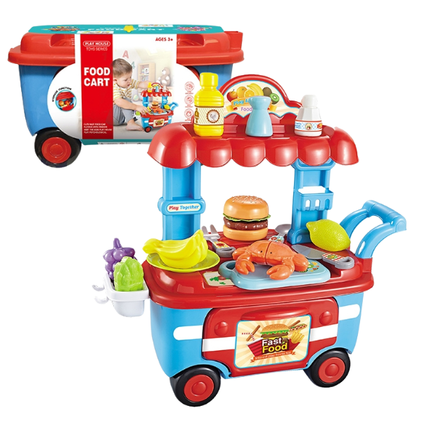 🍔 Kids Play Food Cart Toy with Accessories | Pretend Kitchen | Role ...
