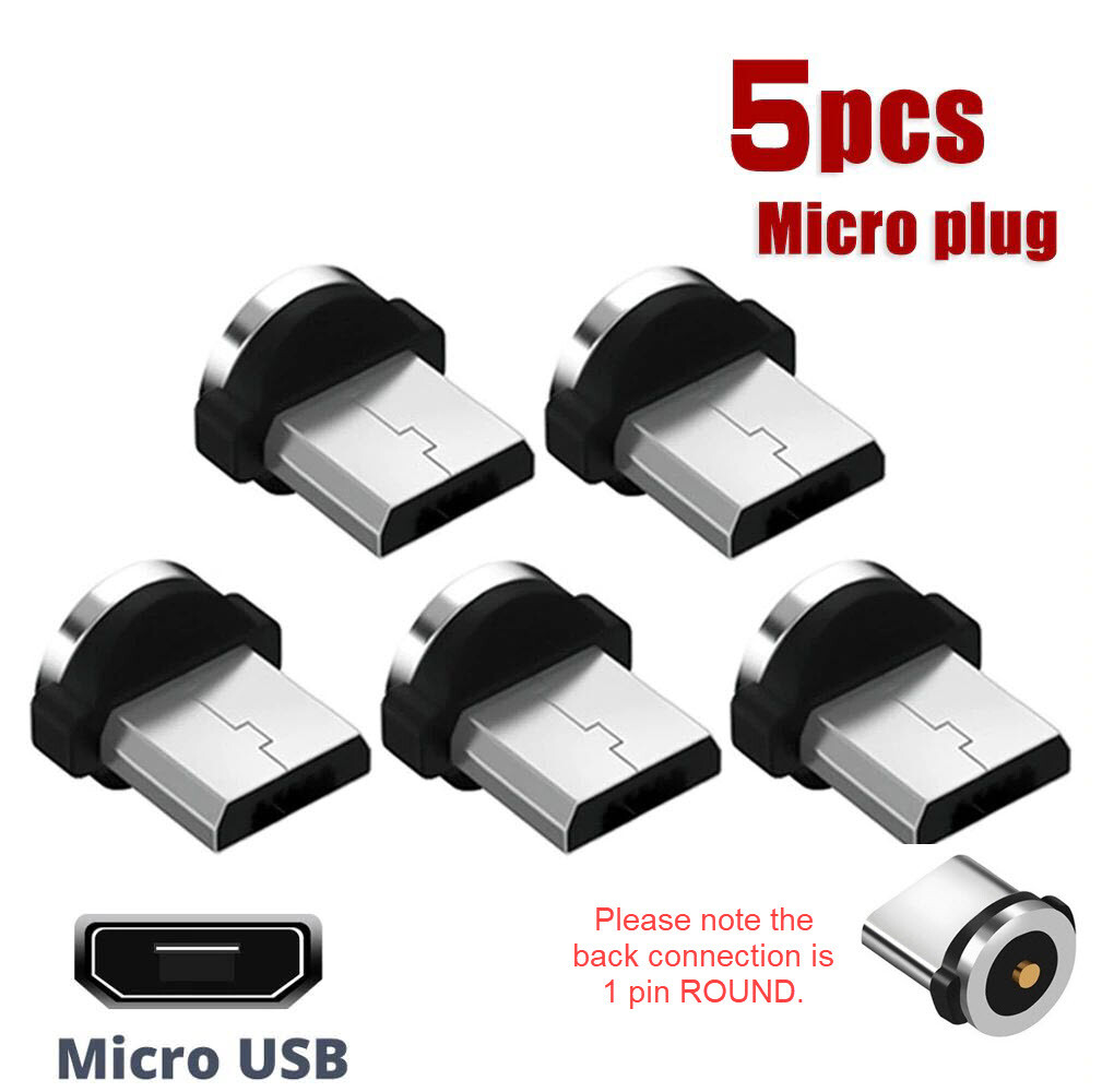 5pcs Mobile Phone Converter 360 Degree Rotation Magnetic Tips Charging ...