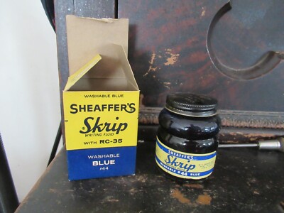 vintage Sheaffer's Skrip Writing Fluid #44 blue 2/3 full in box | eBay