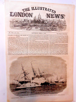 Newspaper Page-Civil War Charleston Iron Clad Blockade Engraving ...