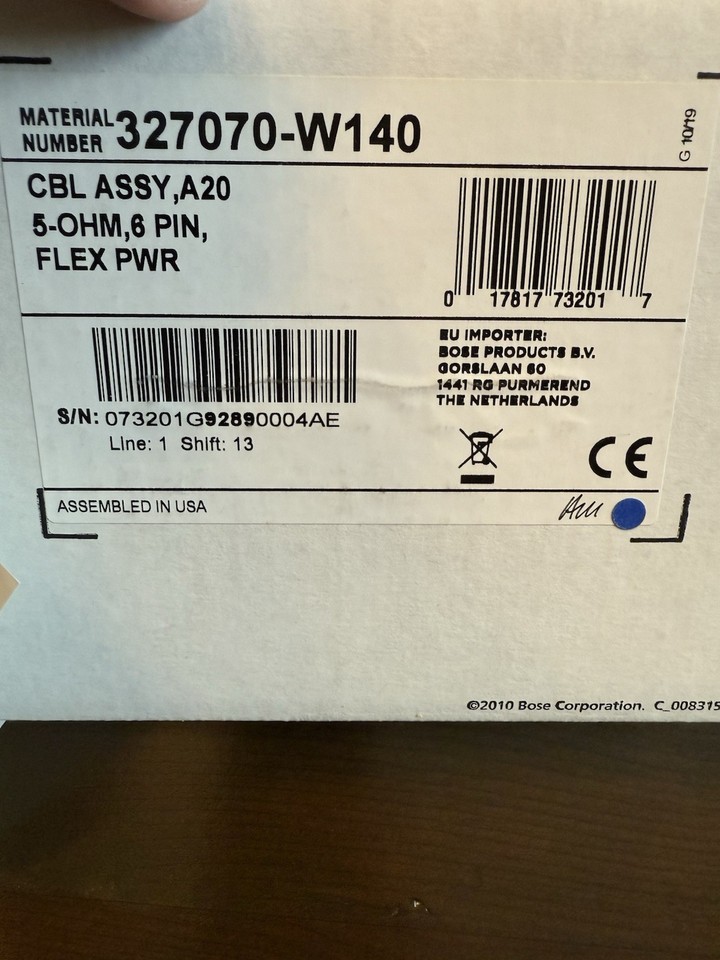 BRAND NEW Bose A20 327070-W140 Military Cable NON-BT, 5-OHM, LEMO | eBay