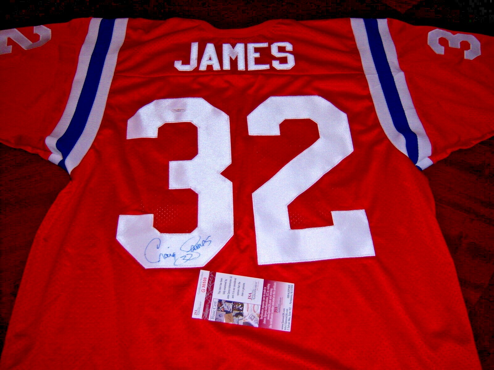CRAIG JAMES NEW ENGLAND PATRIOTS,SMU MUSTANGS JSA/COA SIGNED JERSEY | eBay