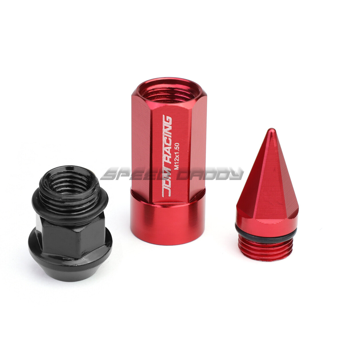 JDM ALUMINUM RED LUG NUTS WITH CAP+ADAPTER 20PCS/SET M12X1.5 23MM OD ...