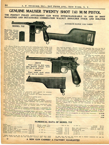 1934 Print Ad of Mauser Model 712 Twenty Shot Anti-Bandit Pistol ...