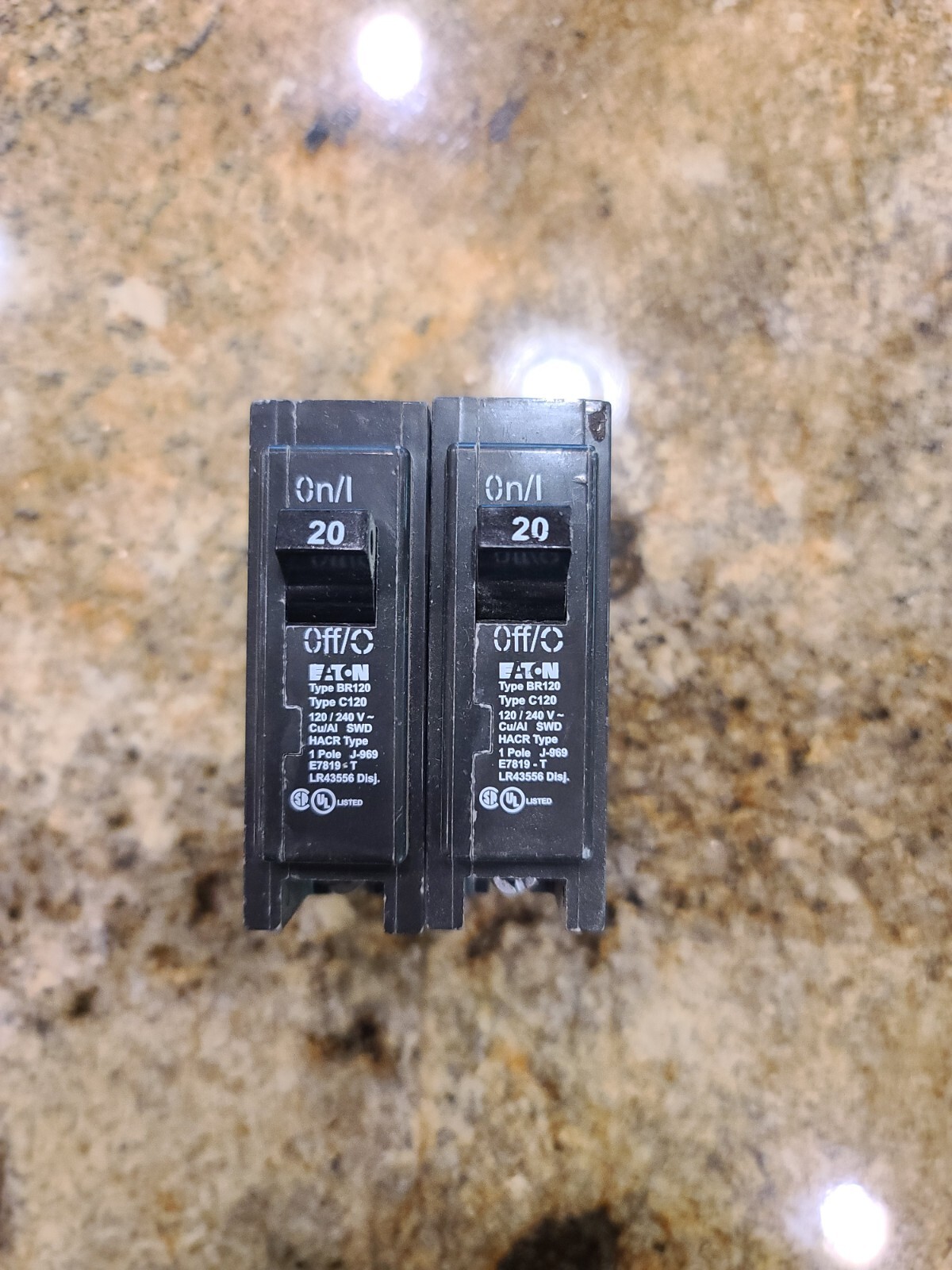 (2) - Eaton BR120 20 Amp Single Pole Circuit Breaker 786676362108| eBay