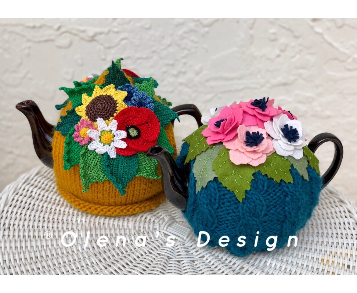 Handmade Knitted Wool tea cozy yellow tea cover daisy tea cosy tea ...