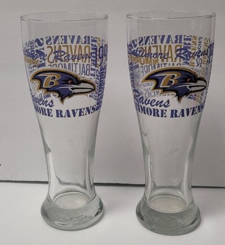 Lot Of 2 NFL Baltimore Ravens 16oz Pilsner Beer Pint Glass Football | eBay