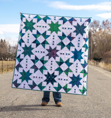 Starshine in Blue Quilt Kit Fabric Pattern and Binding and batik ...