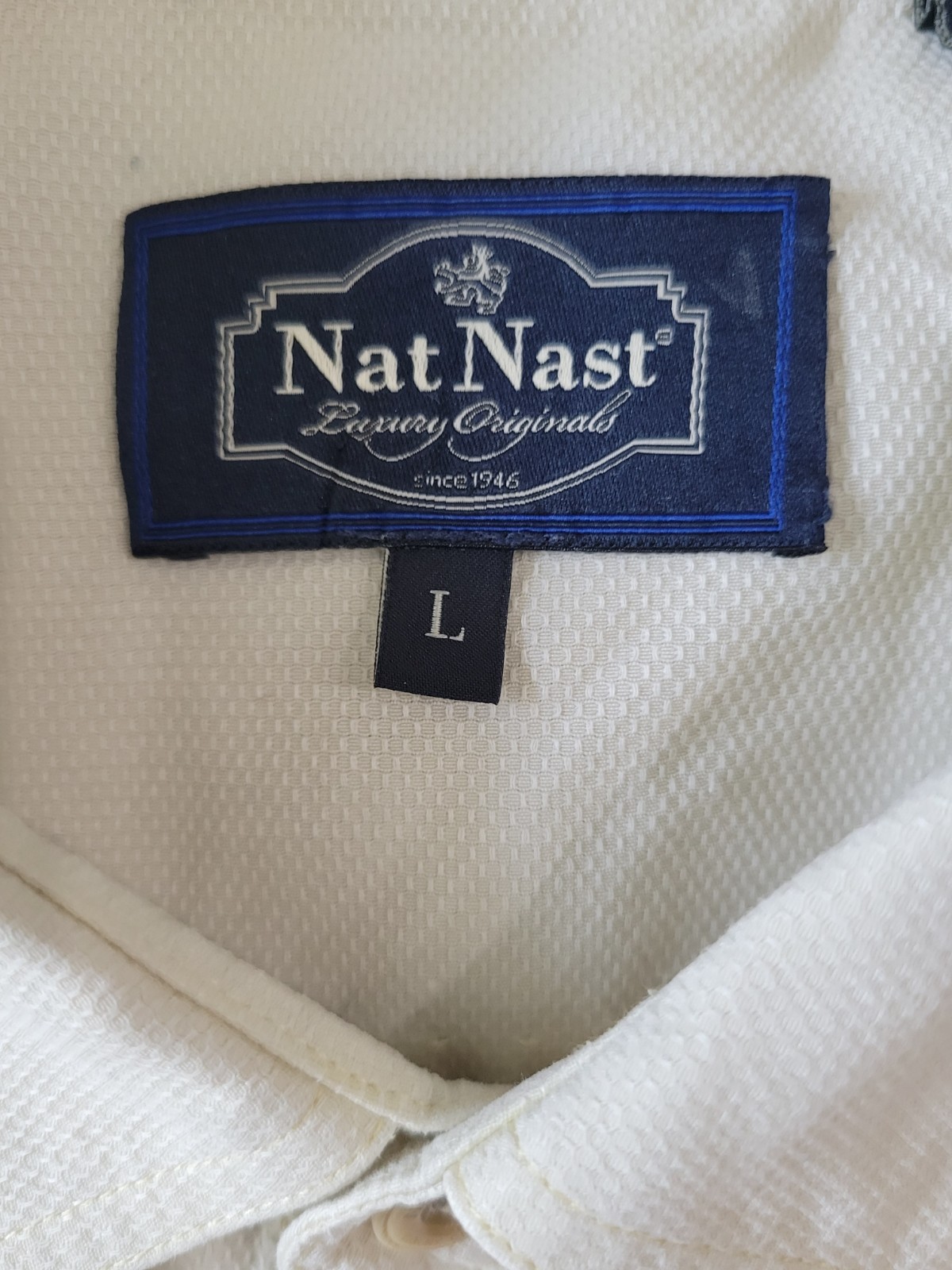 Nat Nast Shirt Men's Preowned Large Button Up Hawaiian Shirt Cream ...