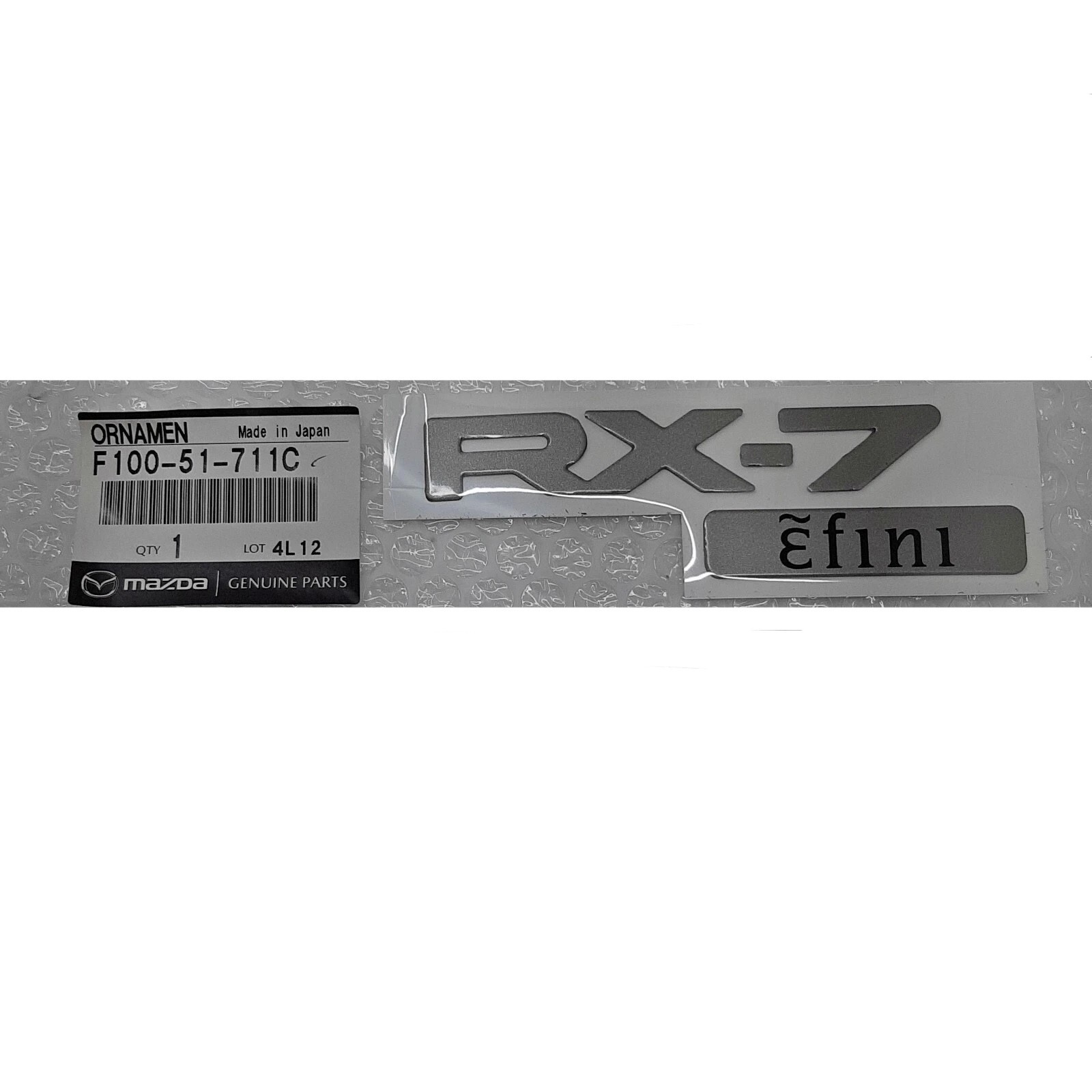 Mazda Genuine RX-7 FD3S Efini Silver Rear Emblem Decal Sticker F100-51 ...