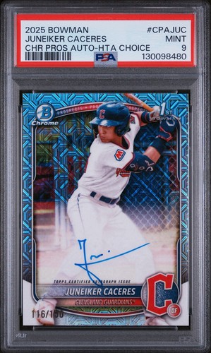 2025 Juneiker Caceres Bowman Chrome HTA Choice Refractor Auto /150 PSA ...