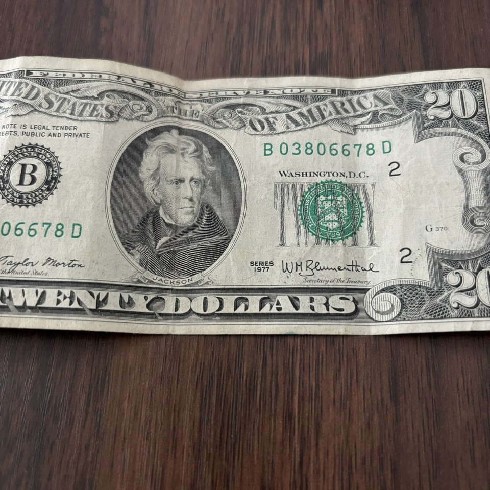 1977 $20 Dollar Bill Printing Error Twenty Dollar Note Misaligned ...