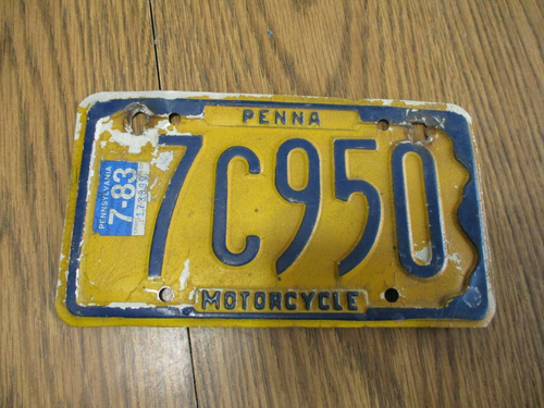 Pennsylvania 1983 MOTORCYCLE License Plate MC 7C950 | eBay