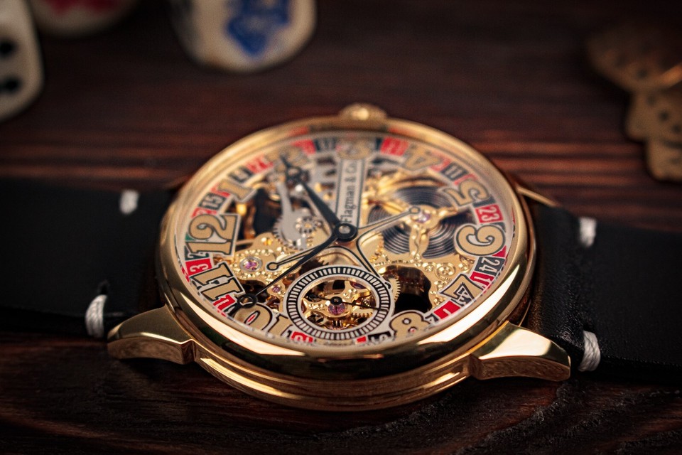 ROULETTE WATCH Poker watch Skeleton watch Casino watch Handmade watch ...