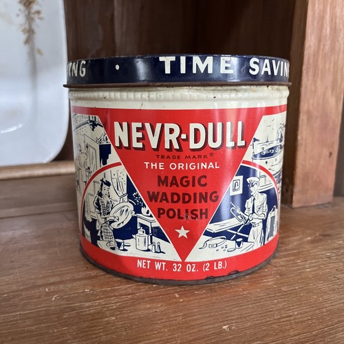 Vintage Nevr Dull Never Dull Magic Wadding Polish Tin 2 Lbs Can Empty ...