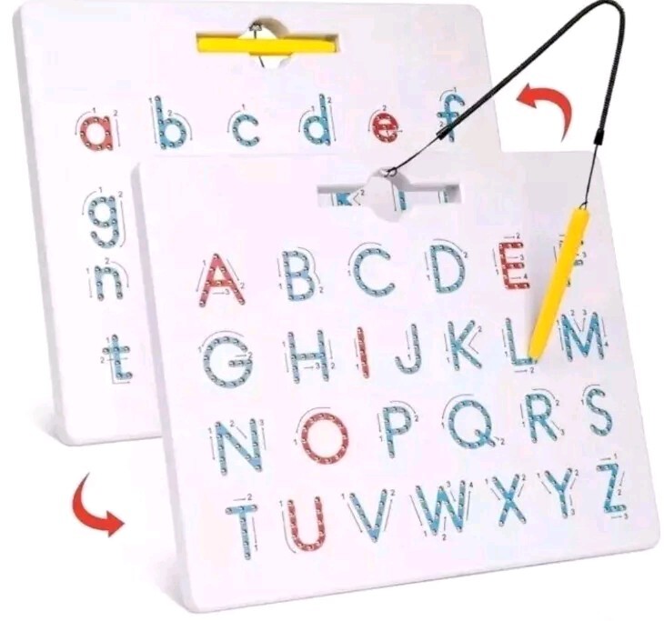 GAMENOTE Double Sided Magnetic Letter Board - 2 in 1 Alphabet Magnets ...
