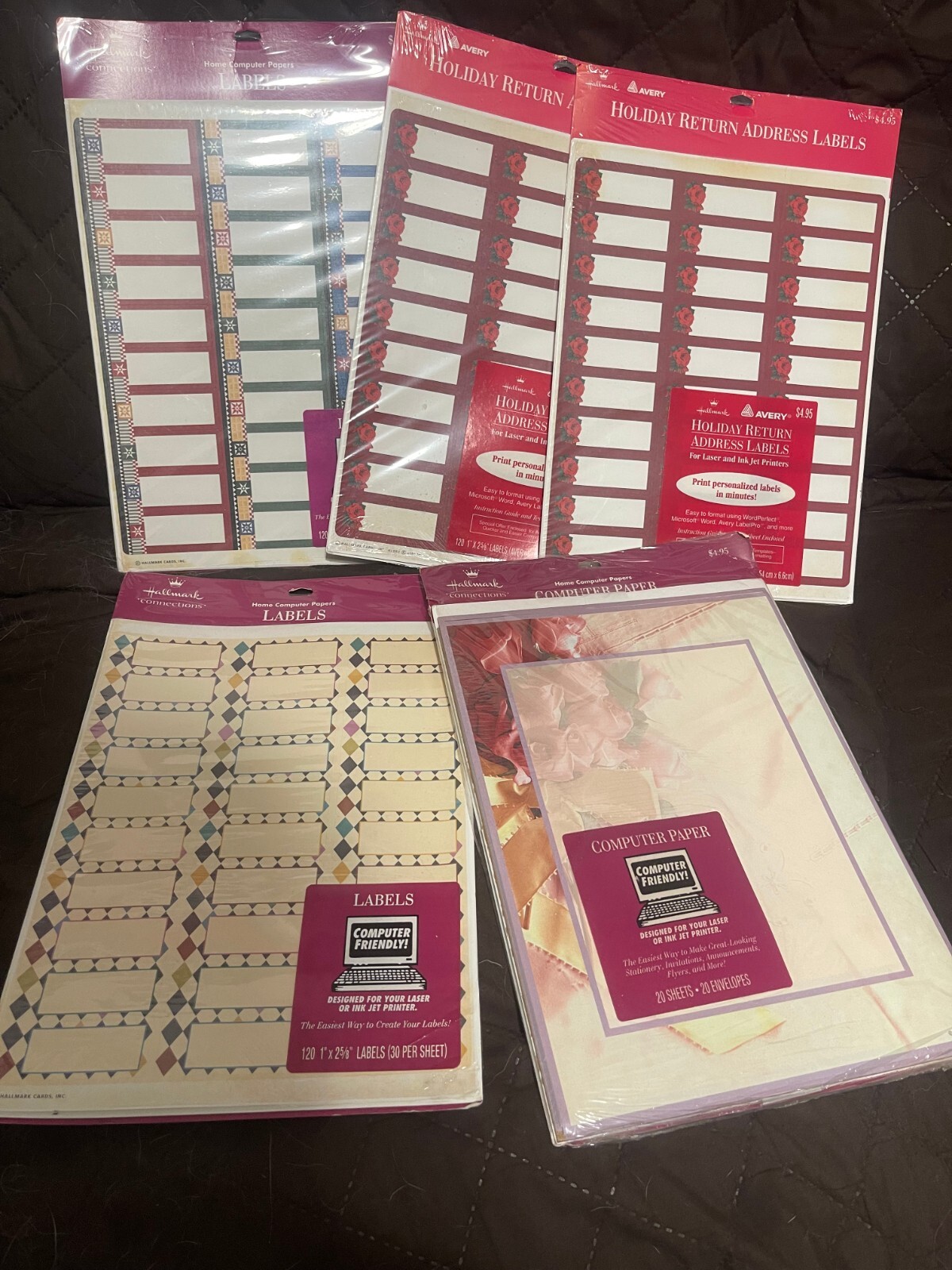 HALLMARK DESIGNED LABELS 120 TOTAL LABELS 1" x 2 5/8" LASER INK JET ...