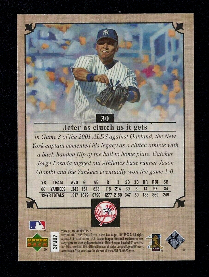 Derek Jeter 2007 UD Masterpieces #30 BV $4 | eBay