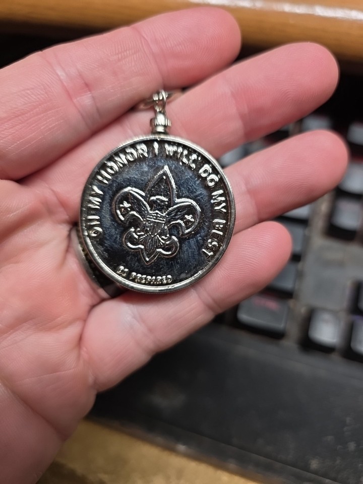Boy Scouts of America Keychain Fob Key Ring "Good Turn" Silver Tone | eBay